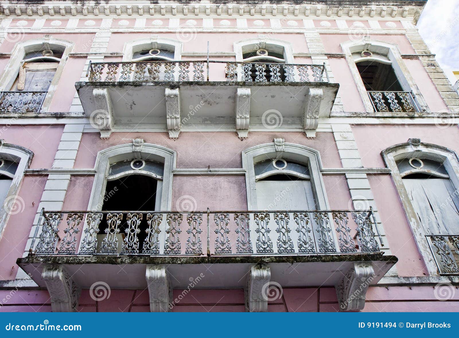 Old Pink Stucco Building stock photo. Image of city, windows - 9191494