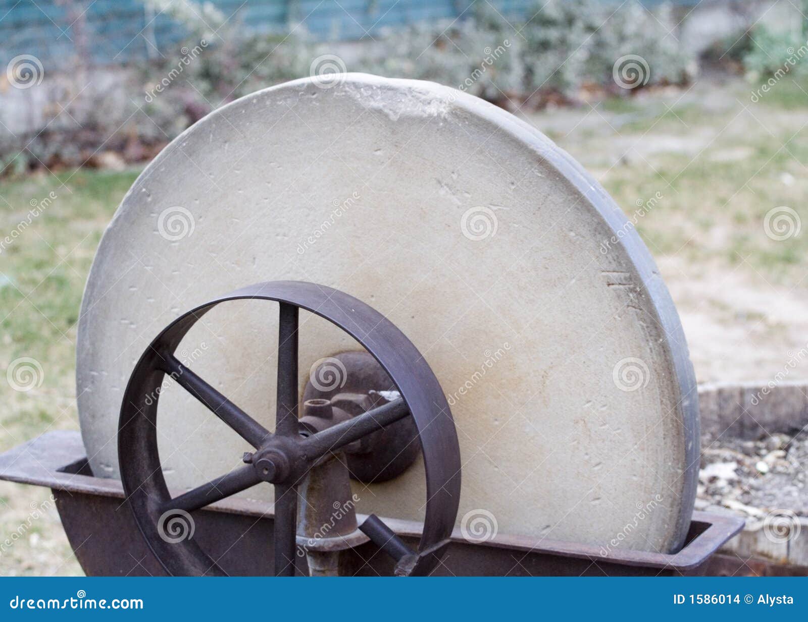 Old Pioneer Era Grindstone Closeup Stock Photo - Image of manual ...