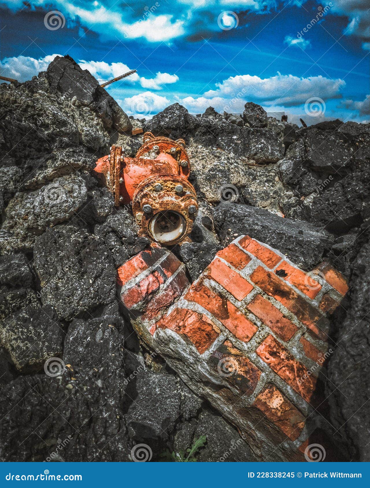 Old Pipe with Brick on a Heap of Rubble Photoart Stock Image - Image of ...