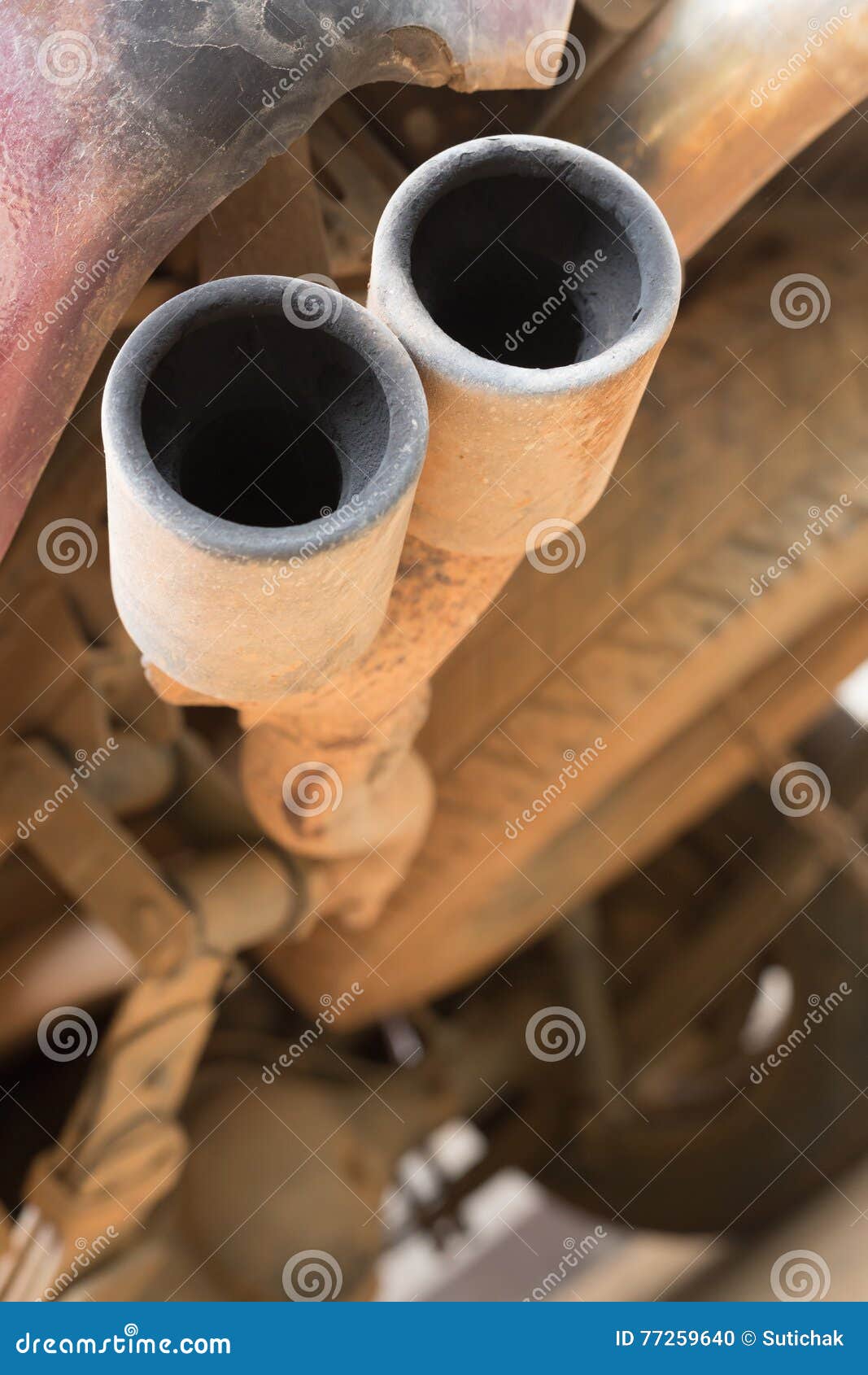 Old pipe car exhaust rusty stock photo. Image of muffler - 77259640