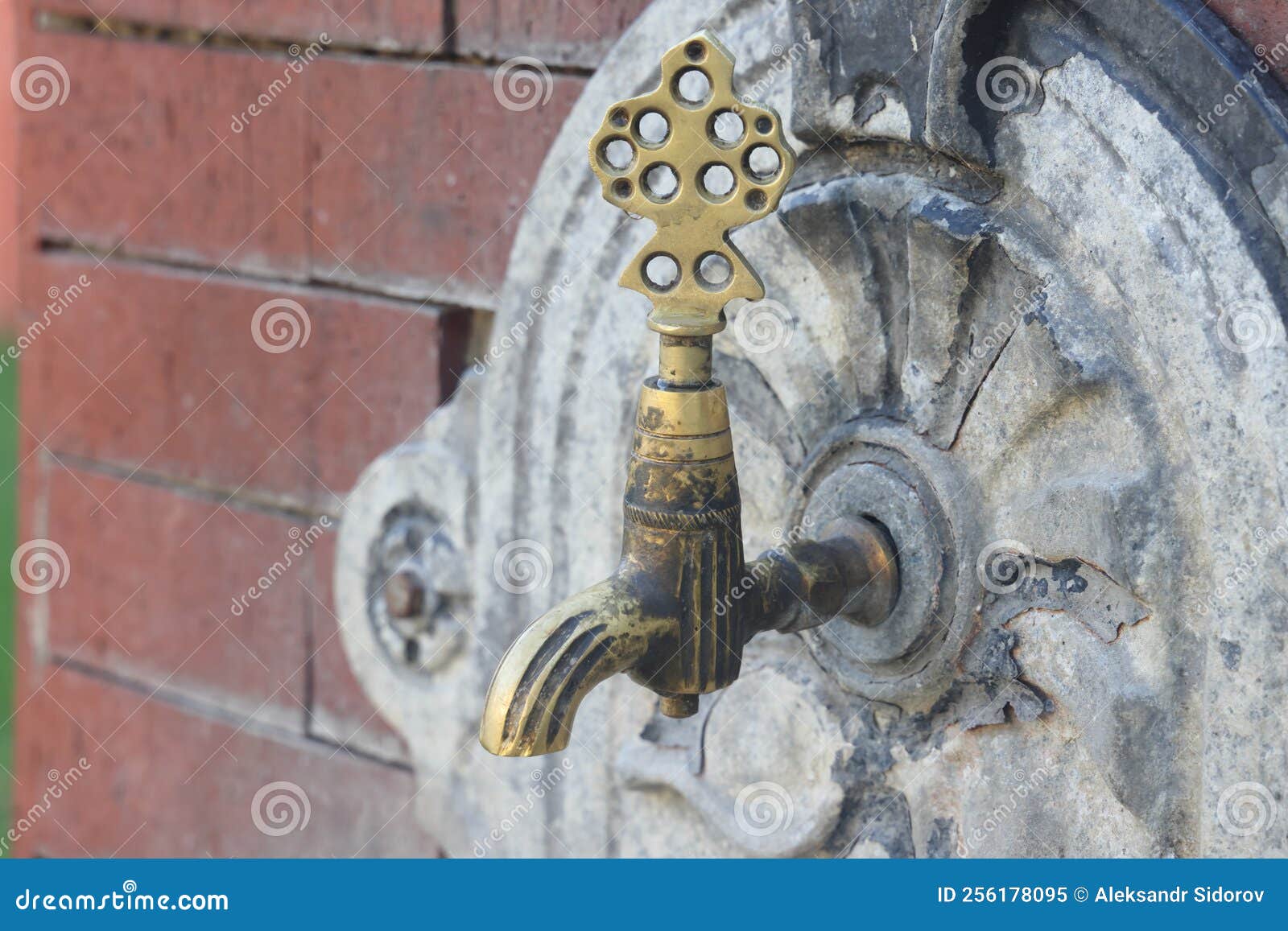 Old Pipe Faucet Attached To a Wall. Pipe Knob. Stock Image - Image of ...