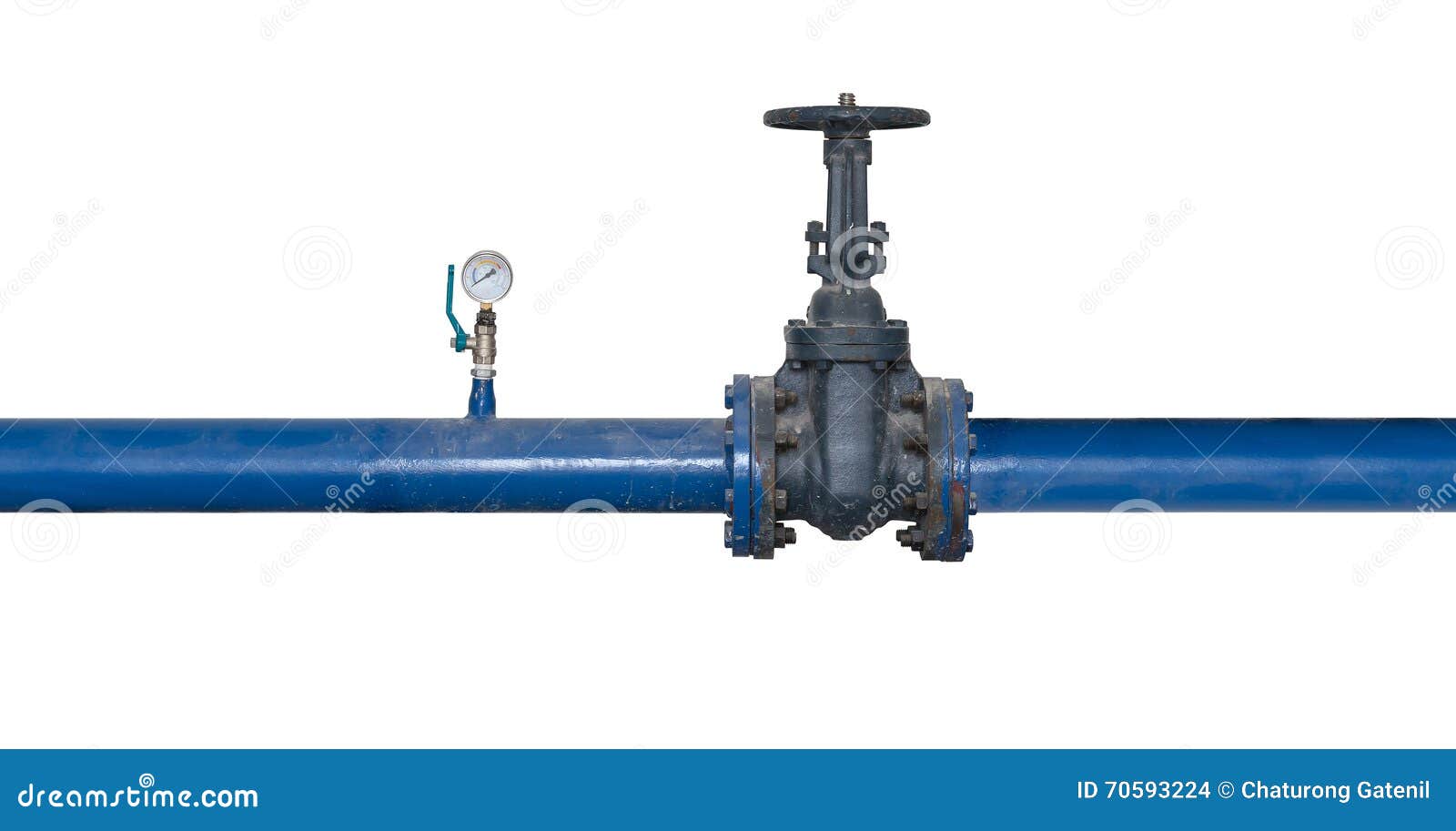 Old Pipe And Gate Valve From Pump At Concrete Wall Royalty-Free Stock ...