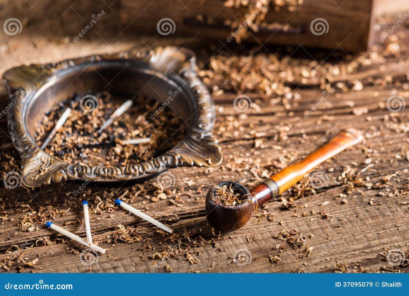 Old Pipe Tobacco with Ashtray Stock Image - Image of ashtray, pipe ...