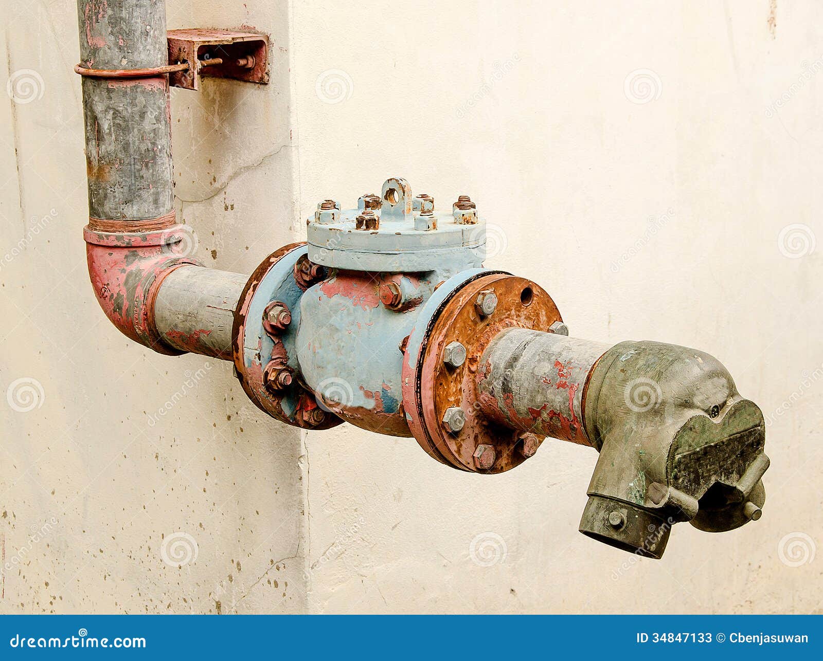 Old pipe valve connection stock image. Image of metal - 34847133