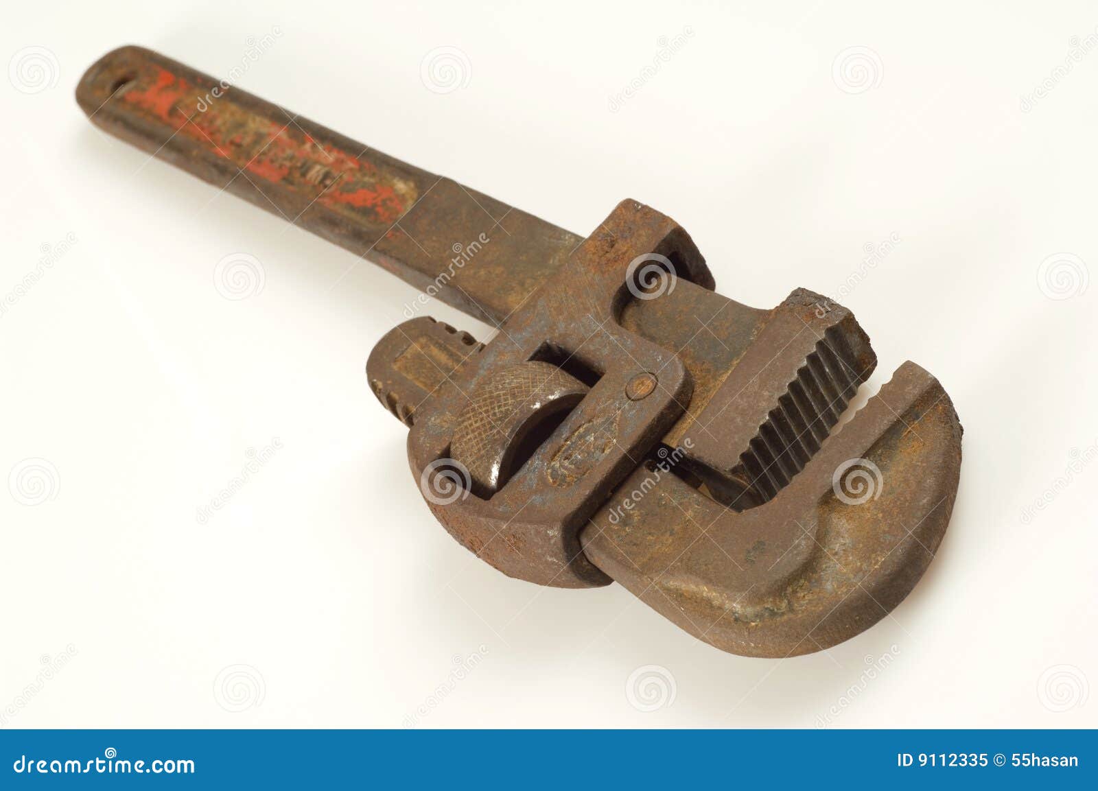Old pipe wrench stock image. Image of white, construction - 9112335