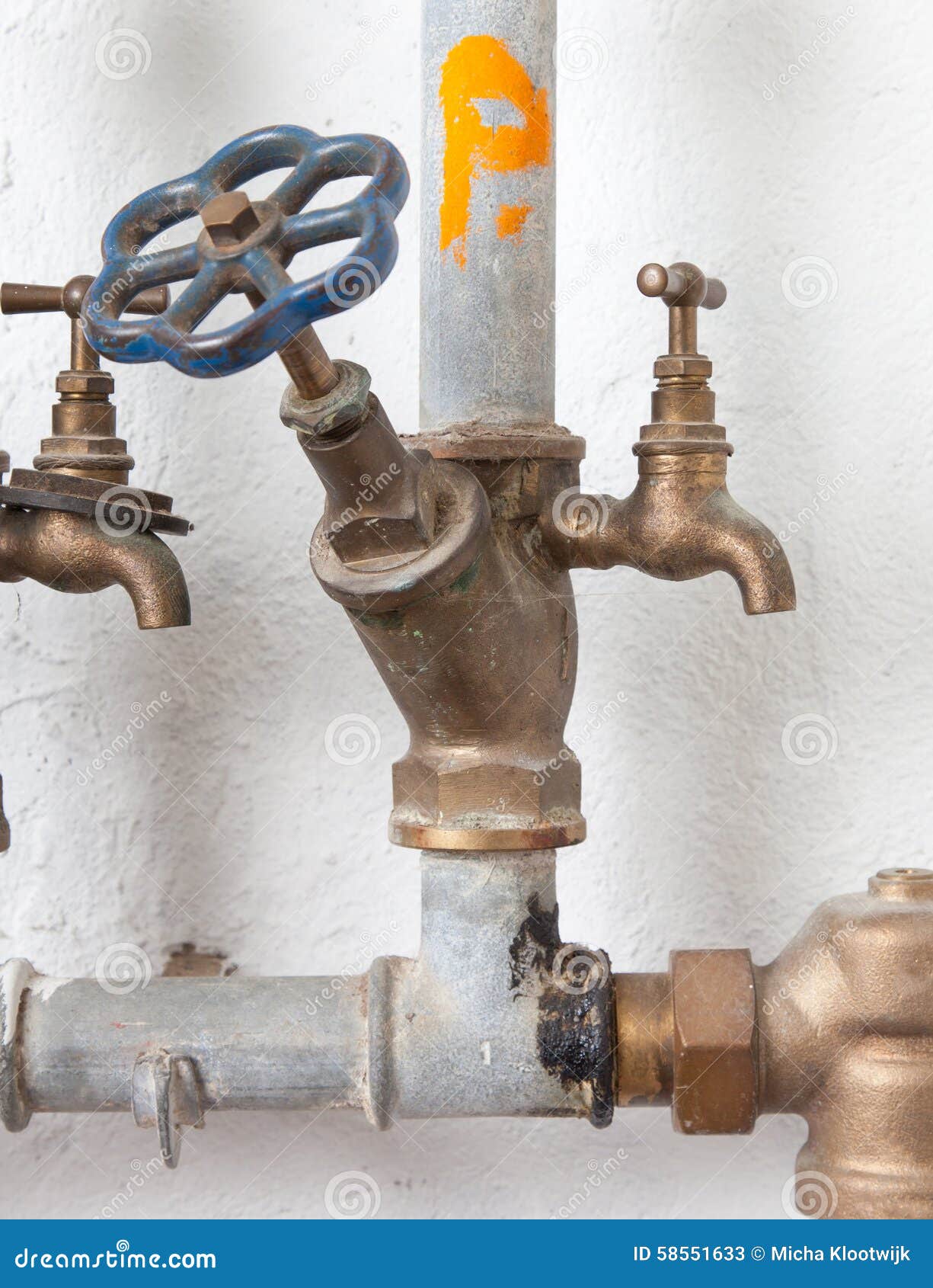 Old Pipelines with Blue Valve Stock Image - Image of equipment ...