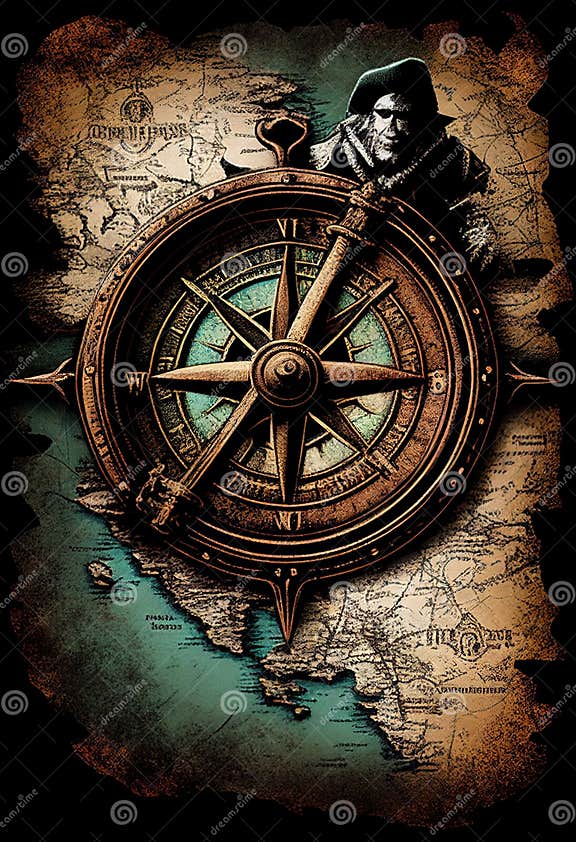 Old Pirate Compass. AI Generated Stock Illustration - Illustration of ...