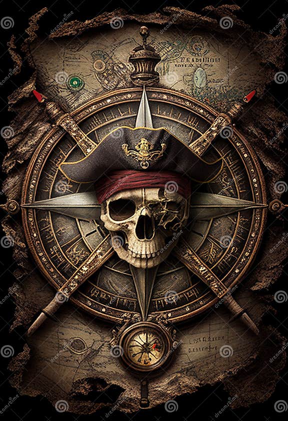 Old Pirate Compass. AI Generated Stock Illustration - Illustration of ...