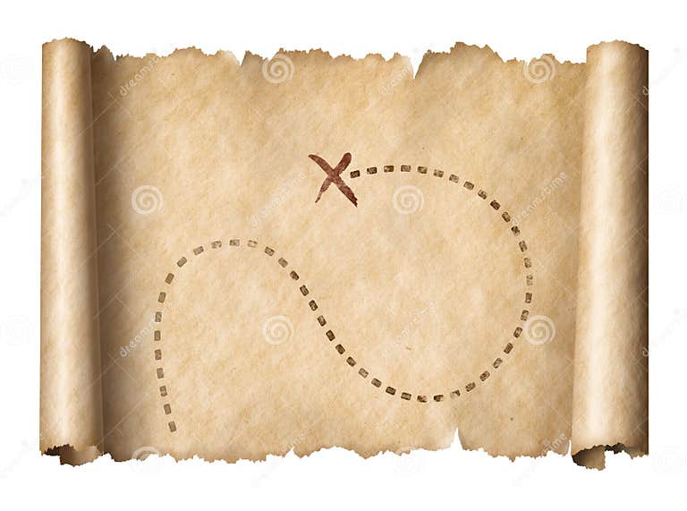 Old Pirates Scroll Map with Marked Treasure Location Stock Image ...
