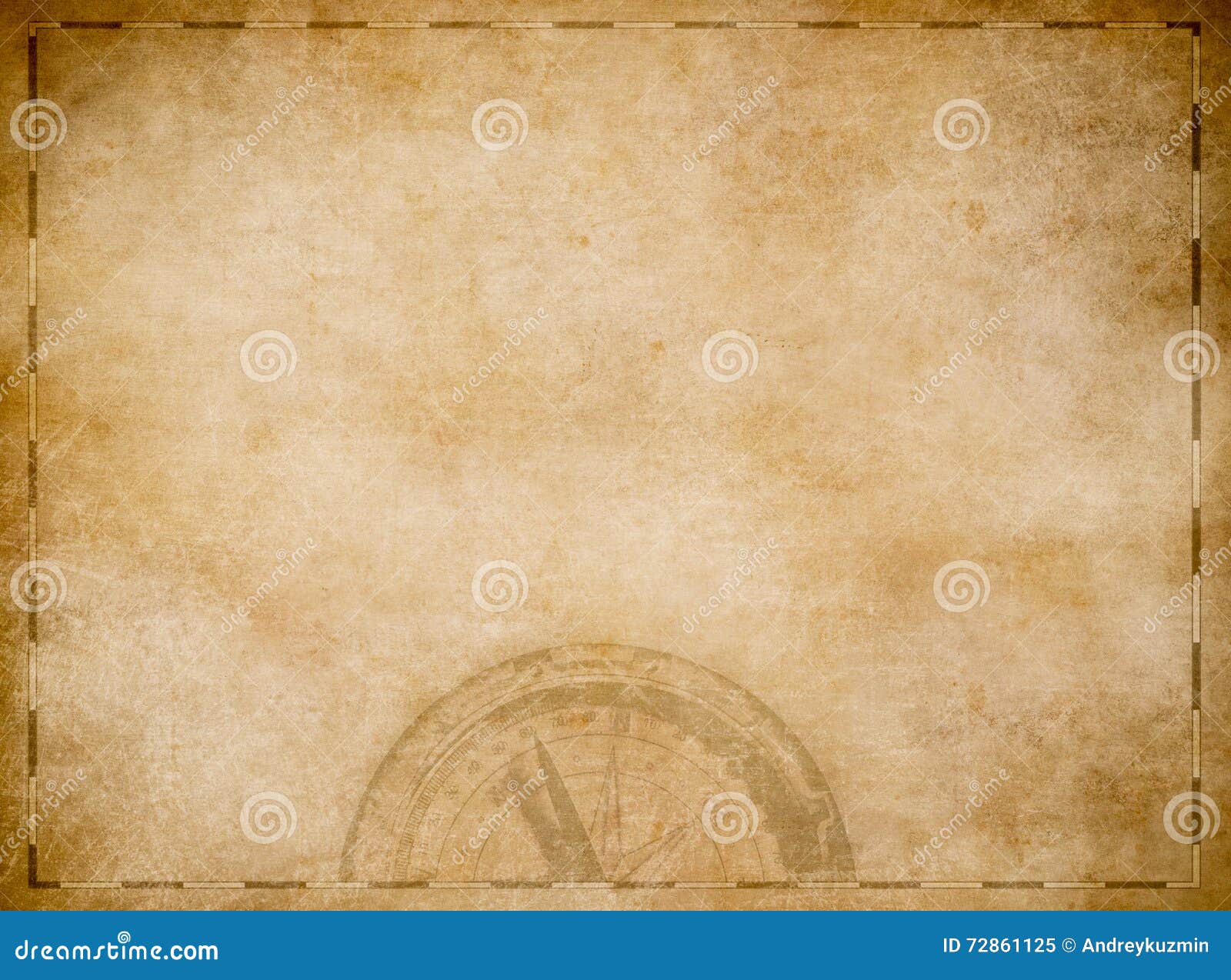 Old Pirates Treasure Map with Compass Stock Illustration - Illustration ...
