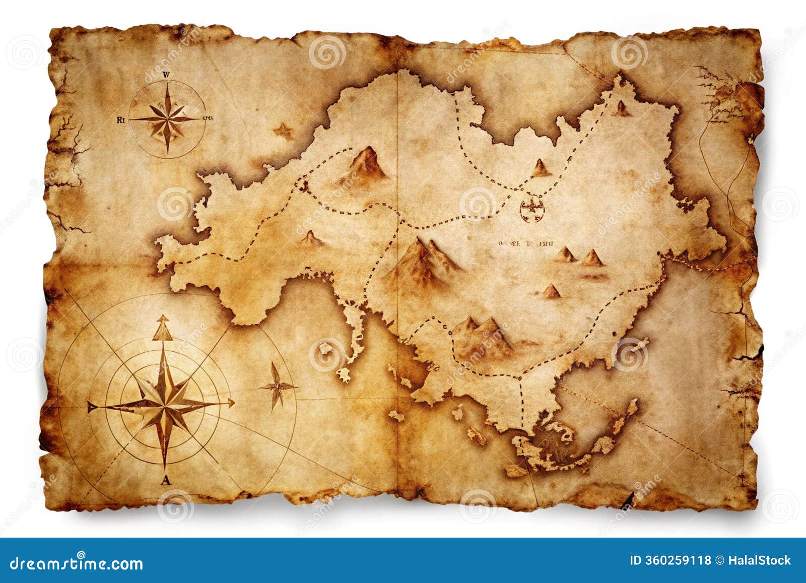 Old Pirates Treasure Map Isolated with Clipping Path Stock Illustration ...