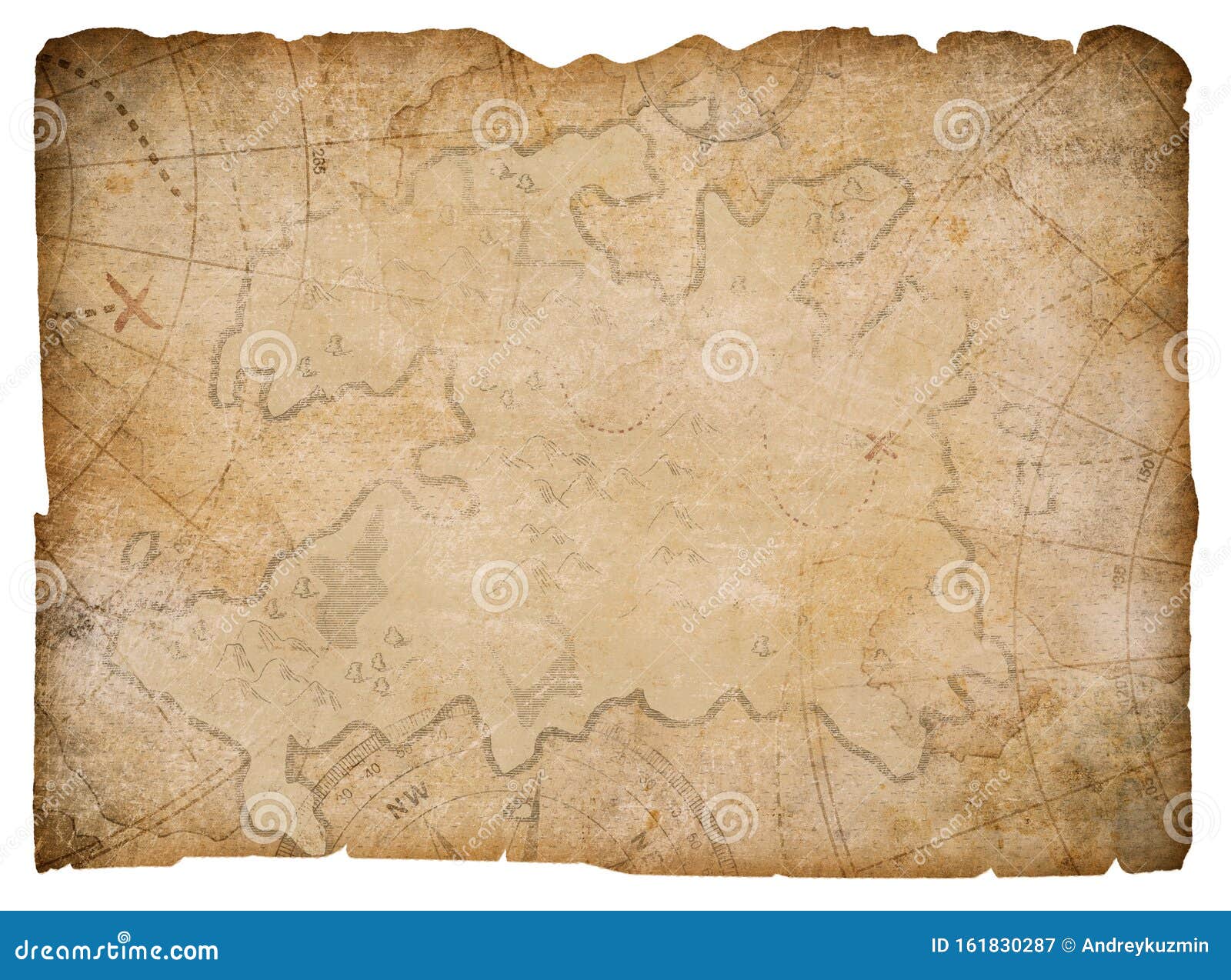 Old Pirates Treasure Map Isolated on White Stock Illustration ...