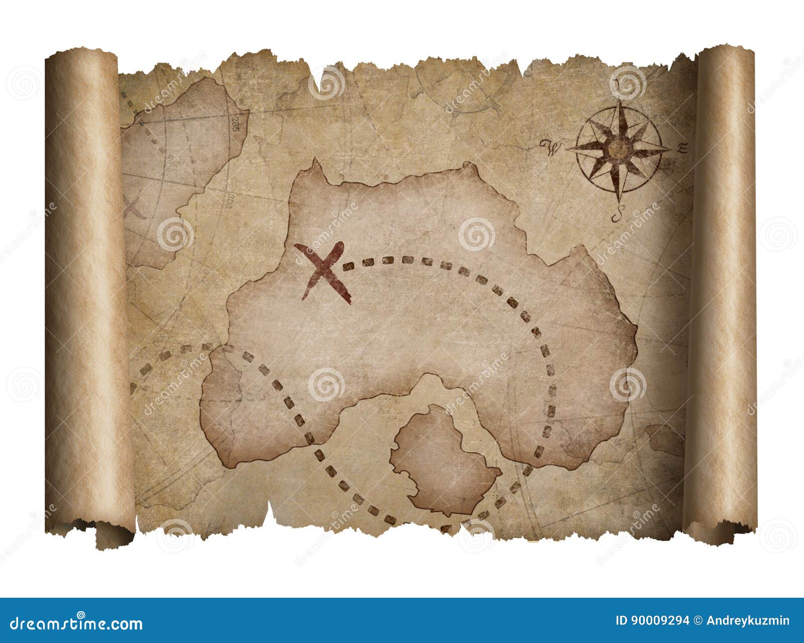 Old Pirates Treasure Scroll with Torn Edges Map Isolated Stock Photo ...