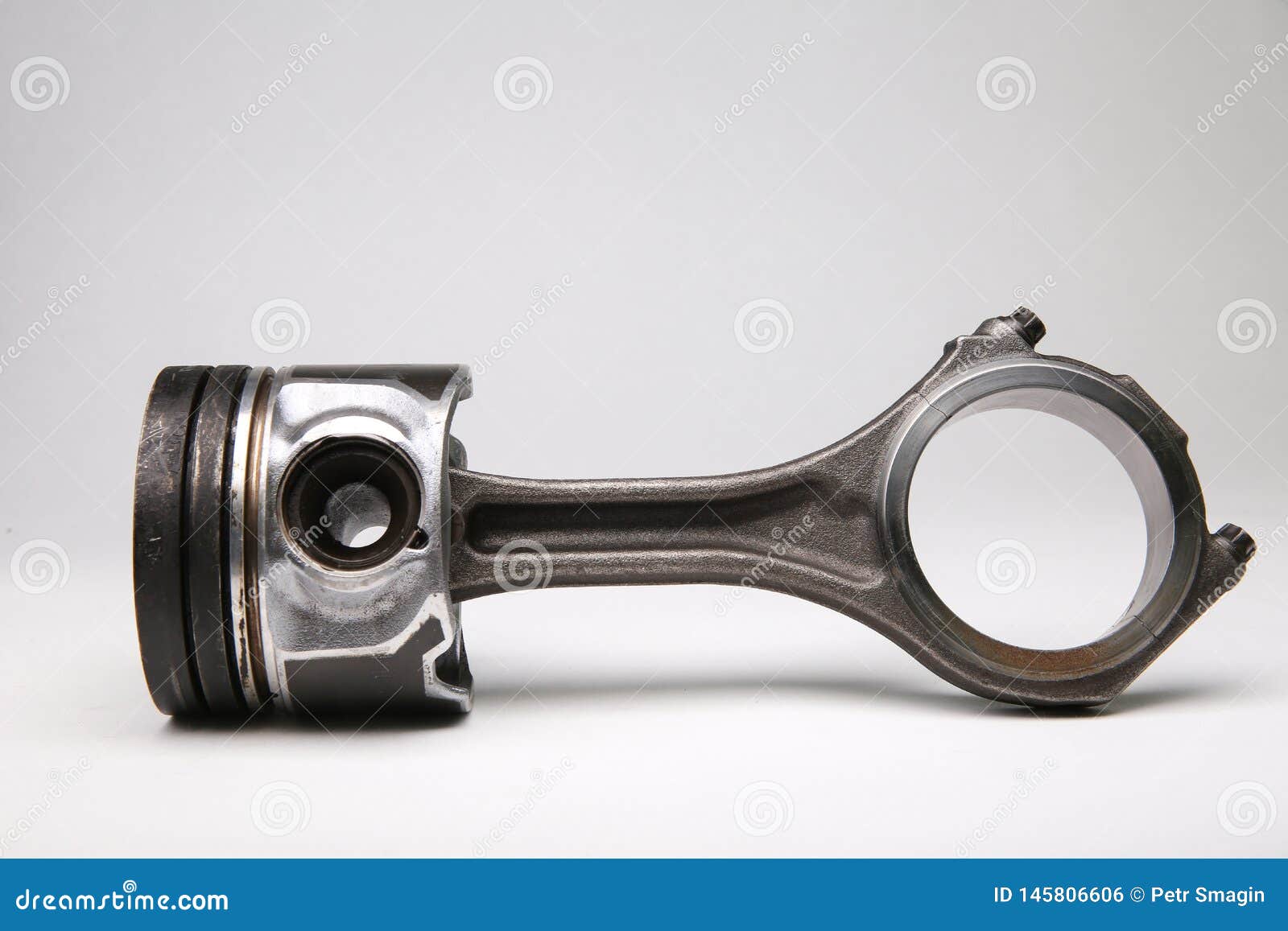 Old Piston with a Connecting Rod on a White Background Stock Photo ...