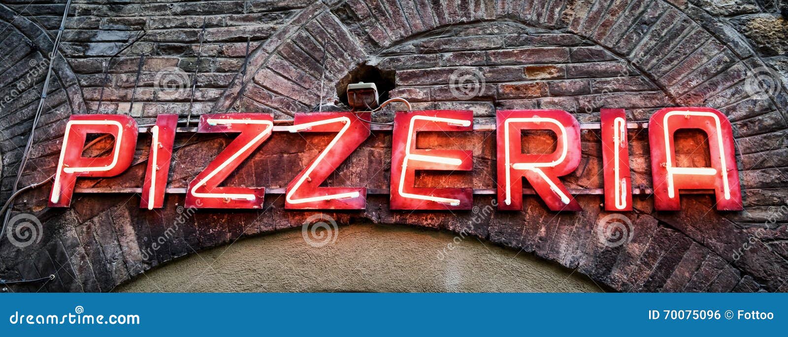 Old pizzeria sign stock photo. Image of night, single - 70075096