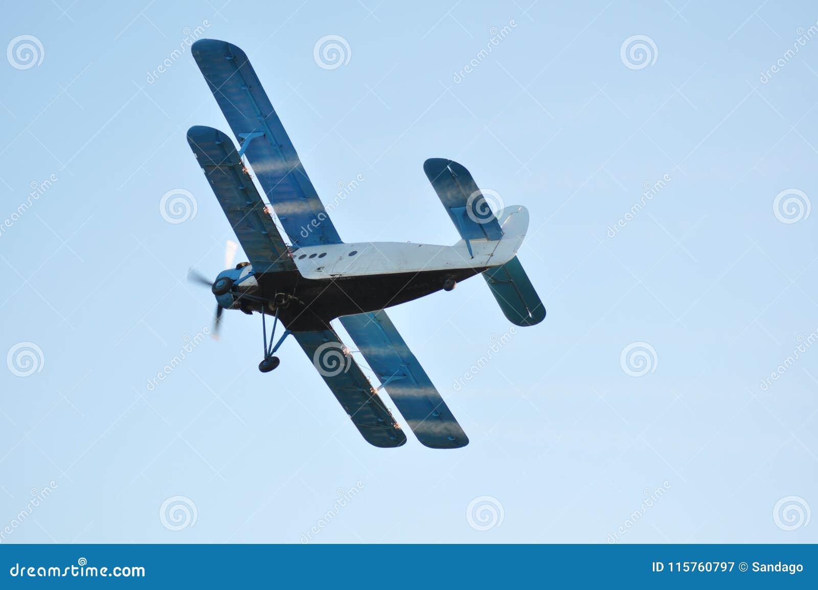 Old Plane Flying and Spraying the Crops Stock Image - Image of history ...
