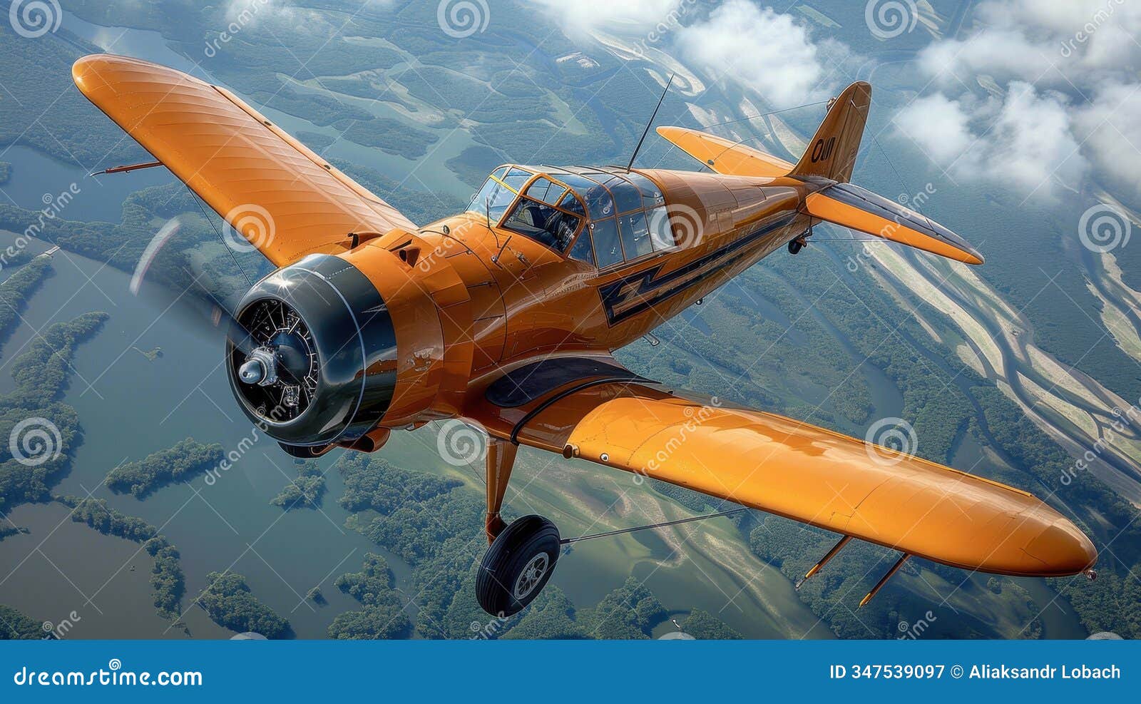 An Old Plane with Two Rows of Wings in the Sky Stock Image - Image of ...