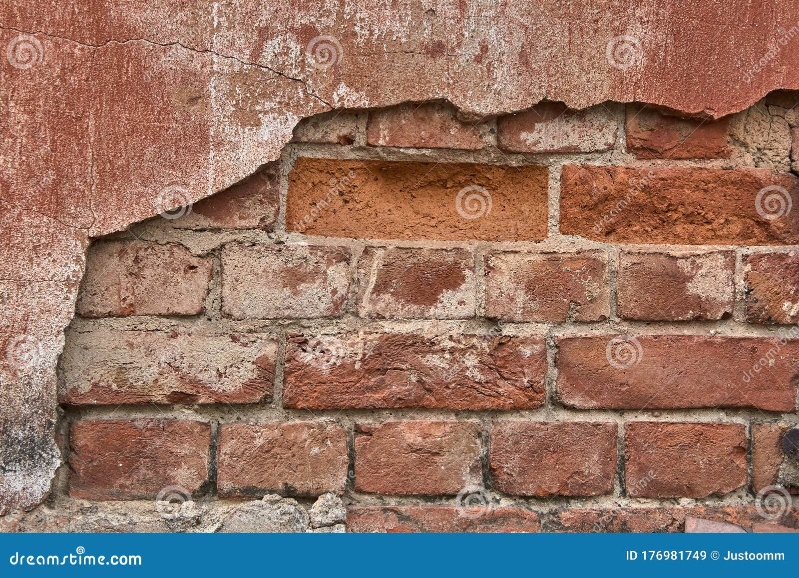 The Old Plaster on the Brick Wall is Falling Off Stock Image - Image of ...