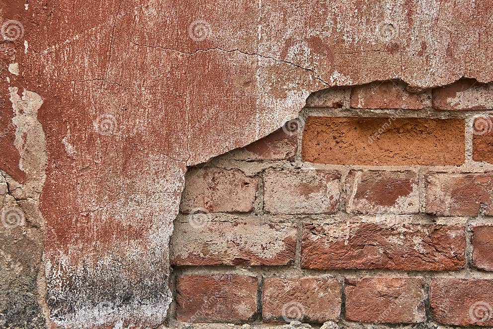The Old Plaster on the Brick Wall is Falling Off Stock Image - Image of ...