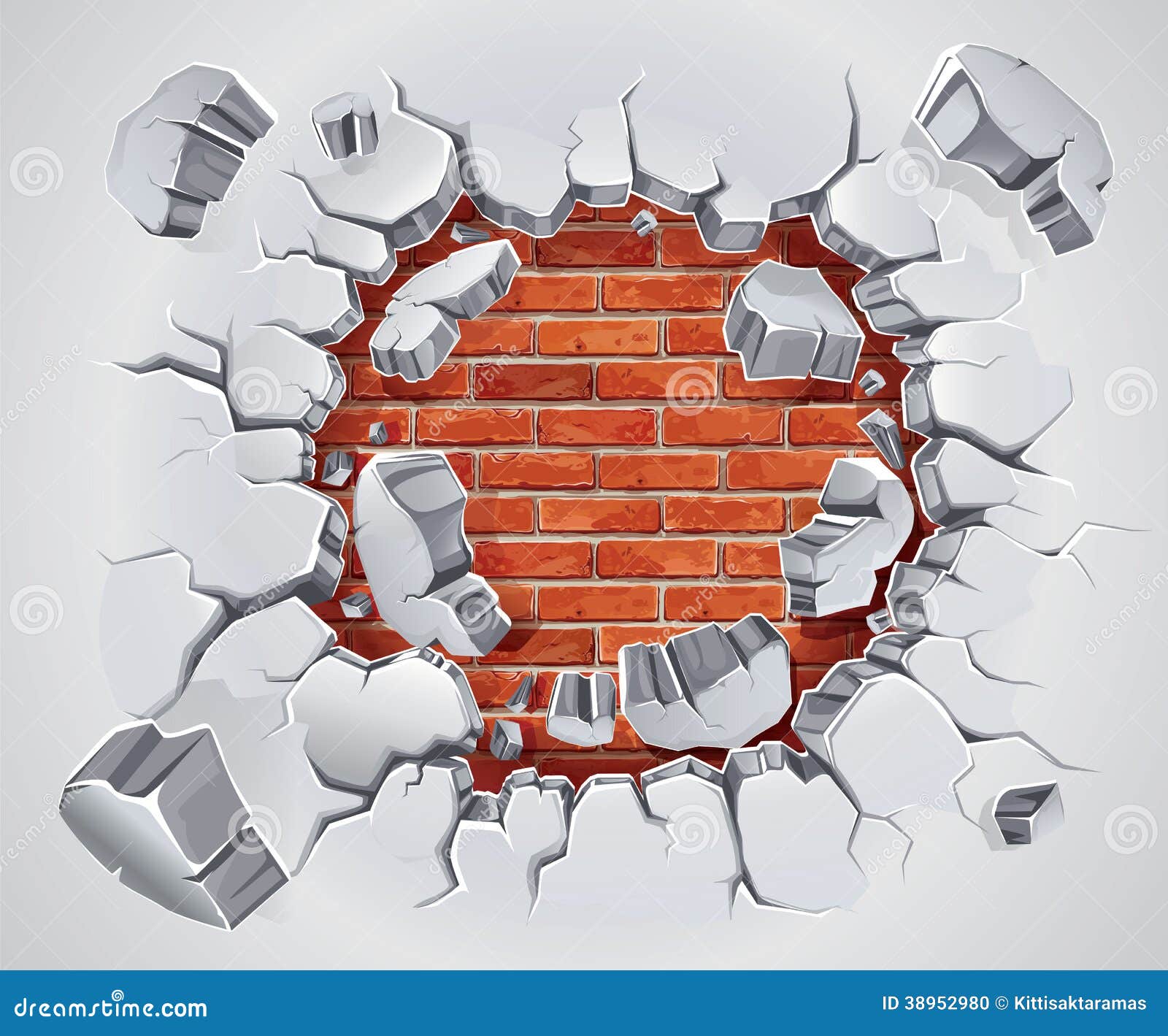 Old Plaster And Red Brick Wall Damage. Stock Vector - Illustration of ...