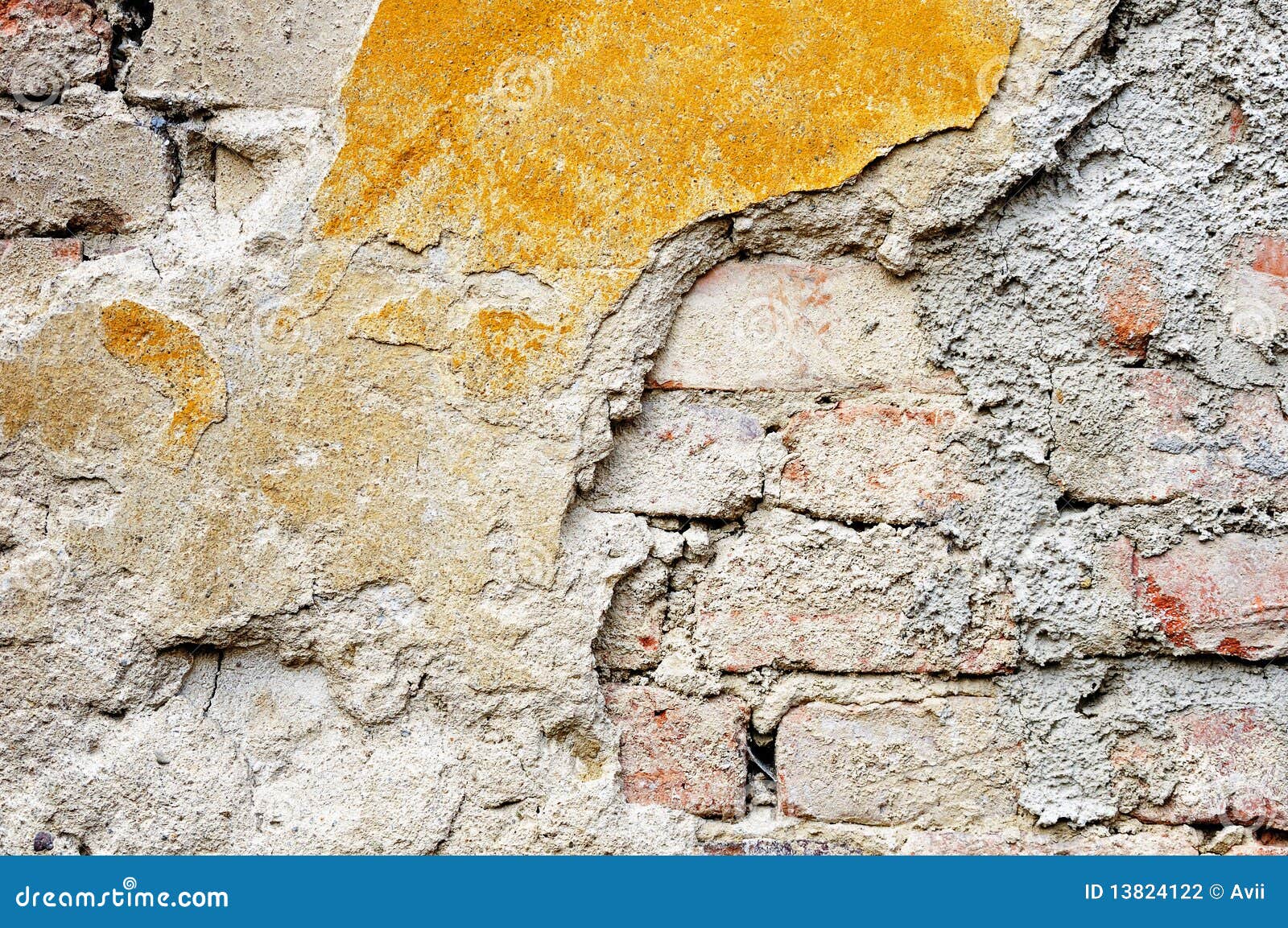 Old plastered brick wall stock photo. Image of background - 13824122