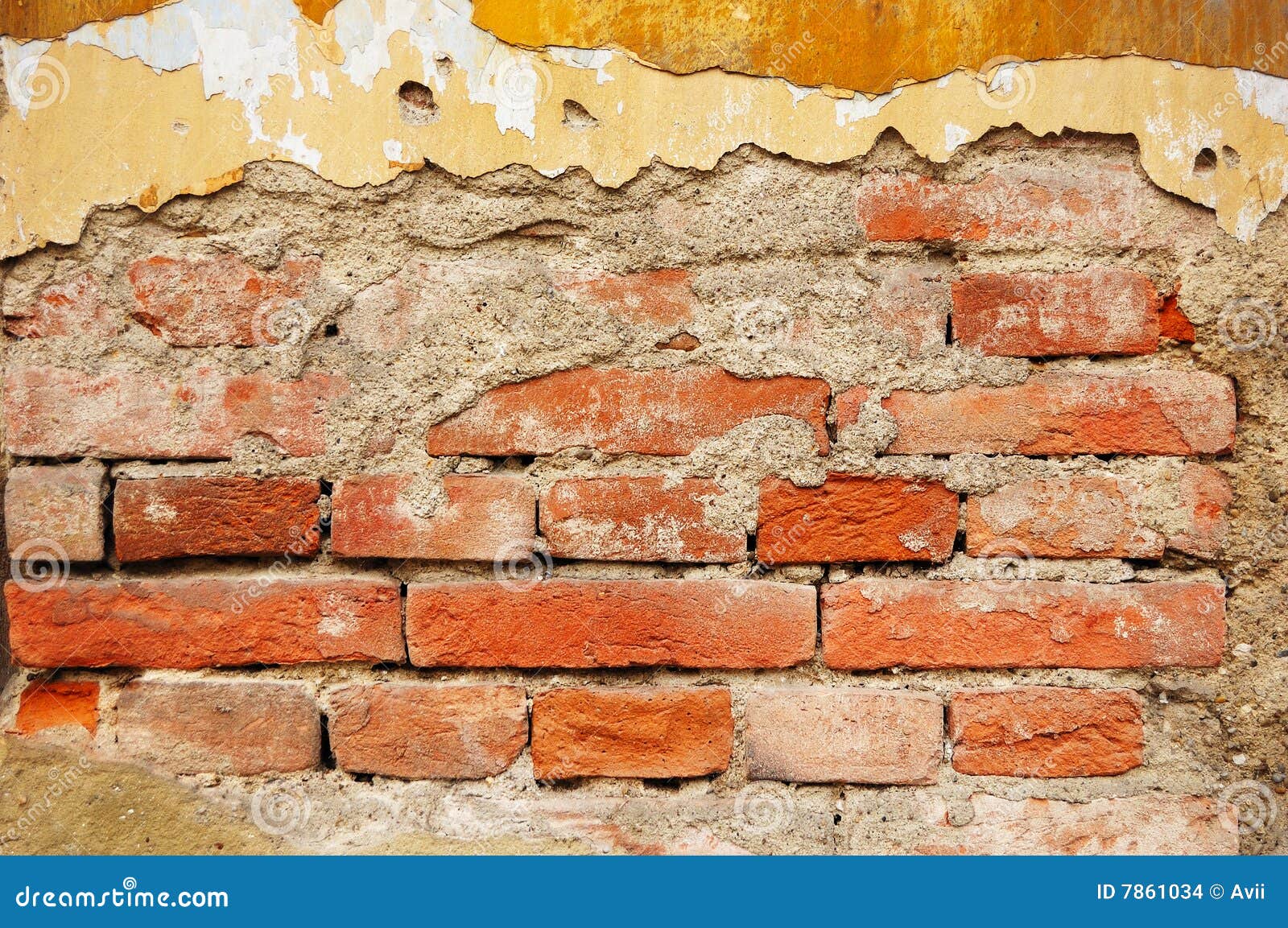 Old plastered brick wall stock photo. Image of building - 7861034