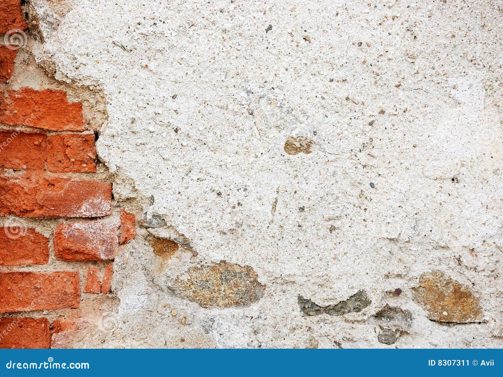 Old plastered brick wall stock image. Image of gravel - 8307311