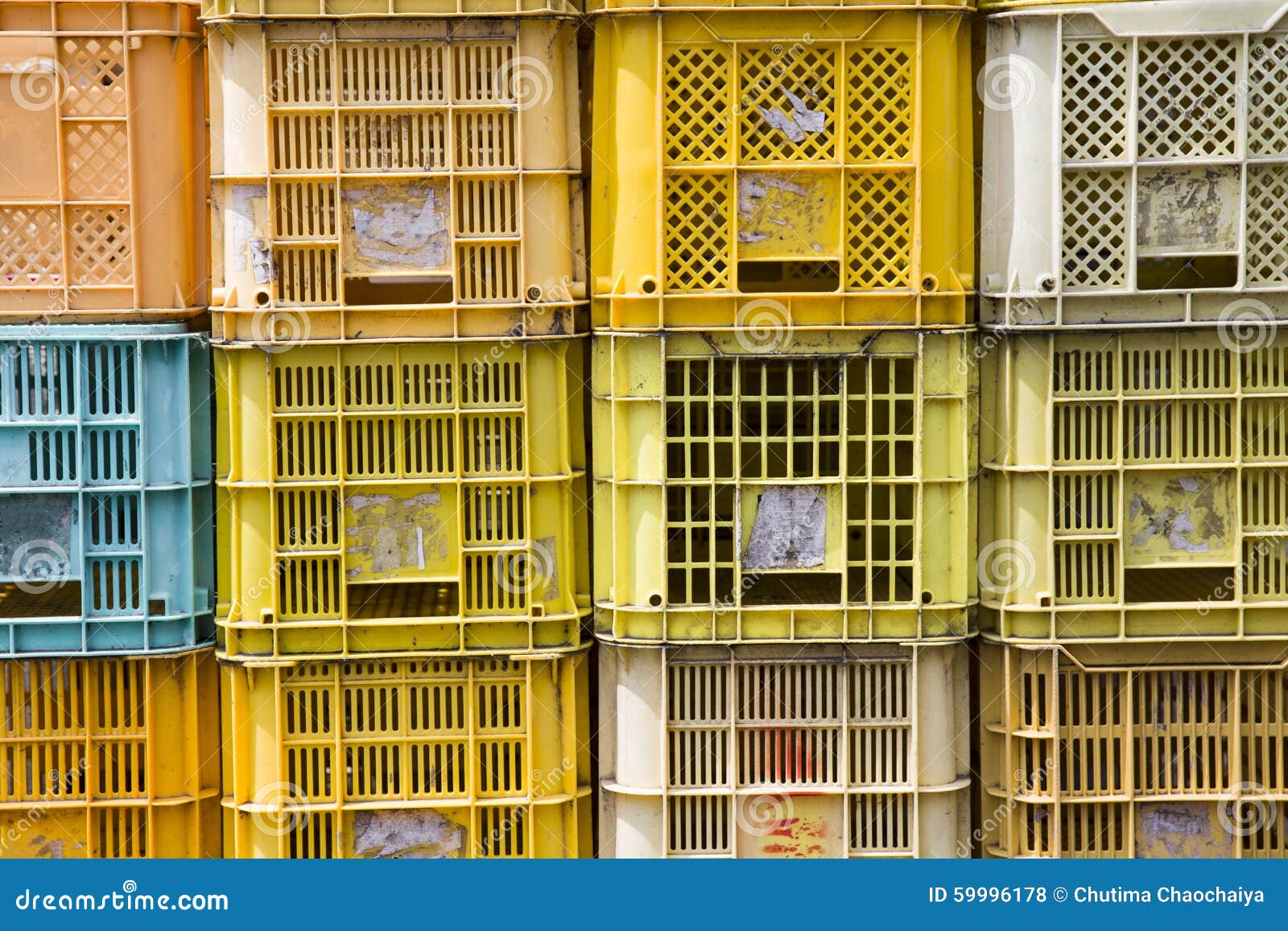 Old Plastic, Stacked Fruit Packing Containers Stock Photo - Image of ...