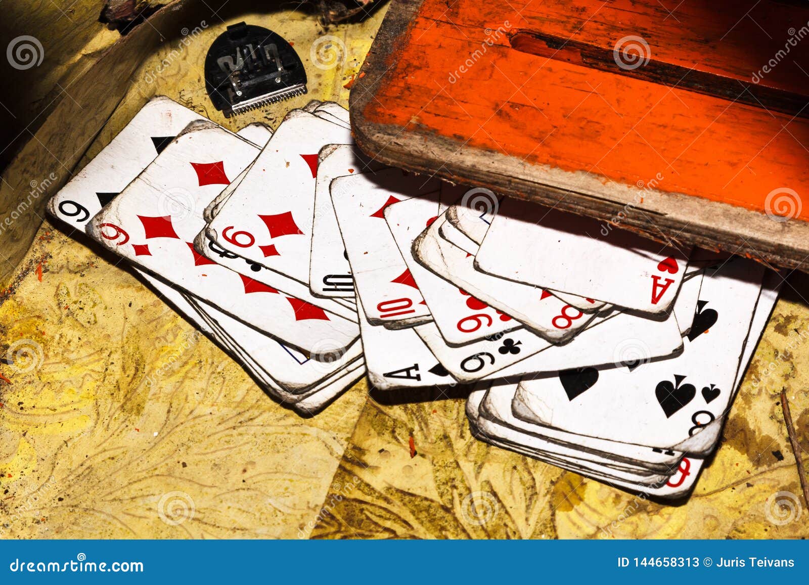 Old Playing Cards on Dirty Surface Stock Image - Image of chance ...