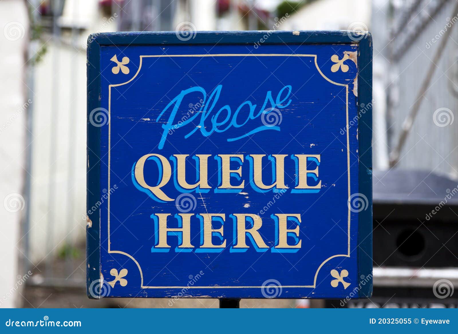 Old Please Queue here sign stock image. Image of demand - 20325055