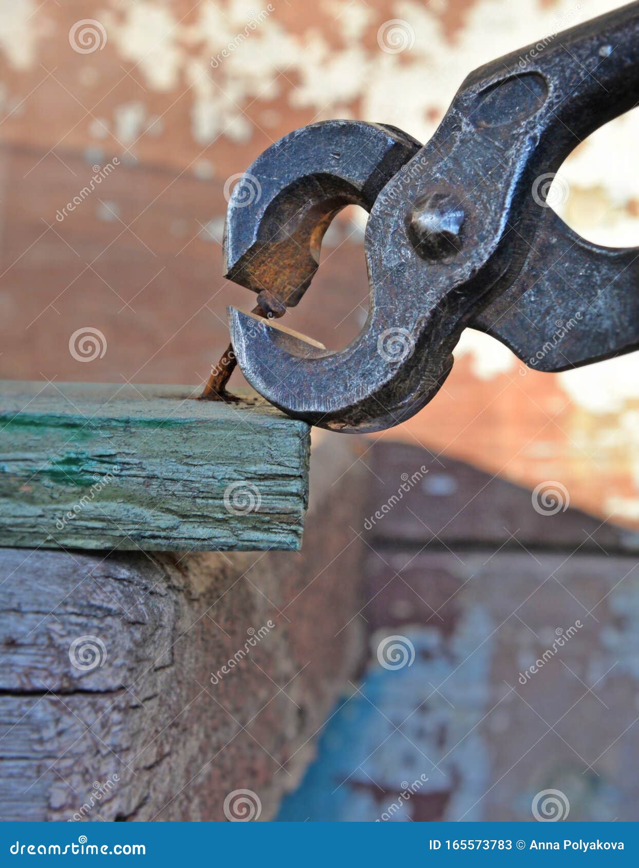 Old Pliers Pulling Out Nail Stock Image - Image of grasp, profession ...