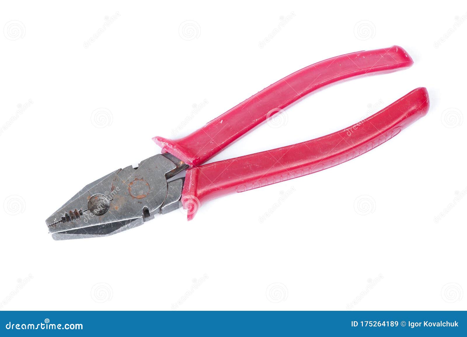 Old pliers with red handle stock image. Image of grunge - 175264189