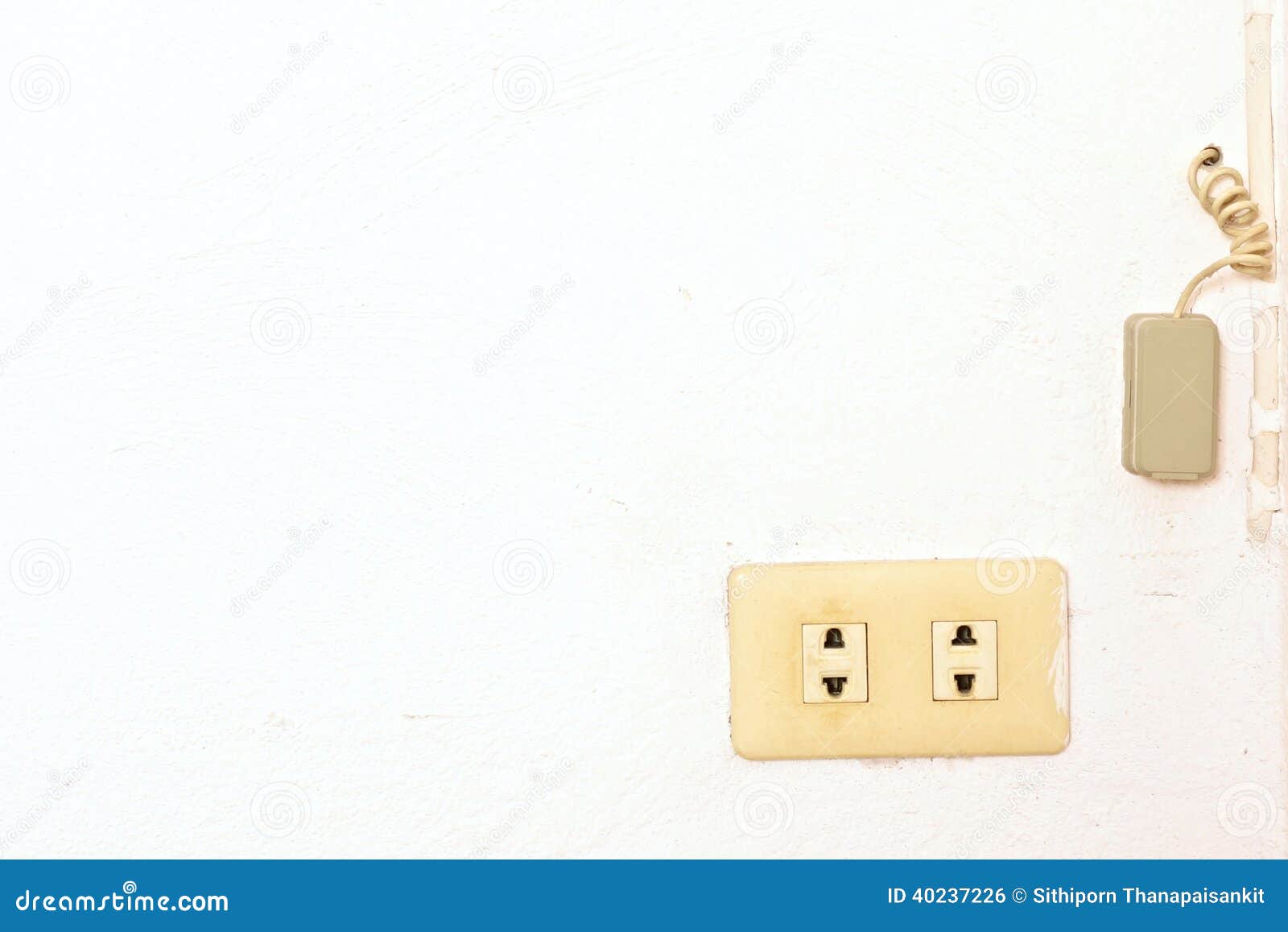 Old Plug and Phone Connect Box on Wall Stock Photo - Image of plug ...