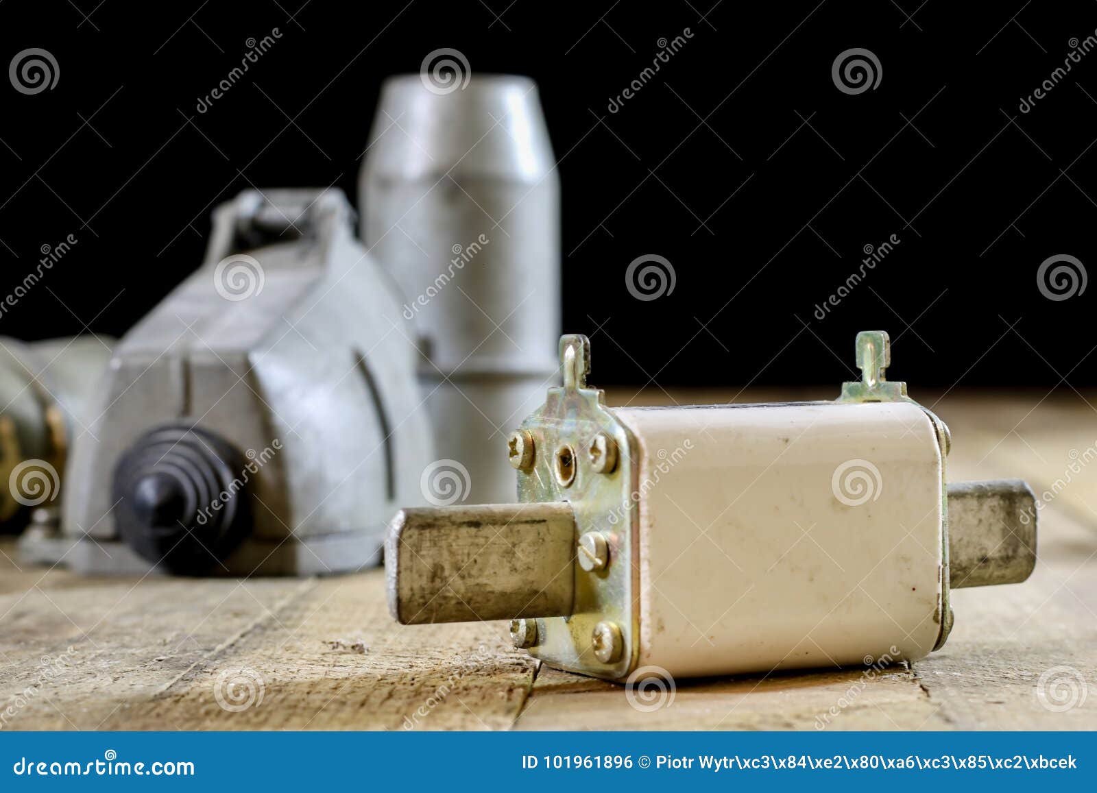 Old Plug and Socket High Voltage. Old Electrical Accessories. Wooden ...