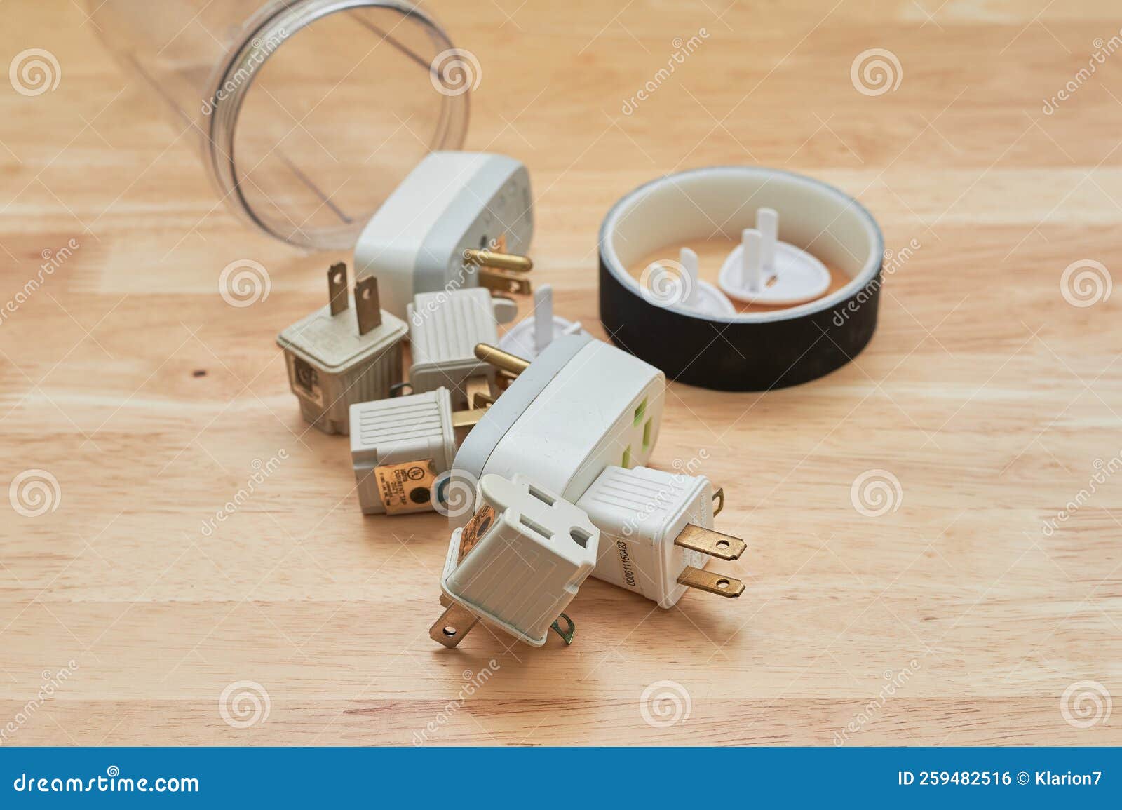 Old plugs on a work bench stock photo. Image of prong - 259482516