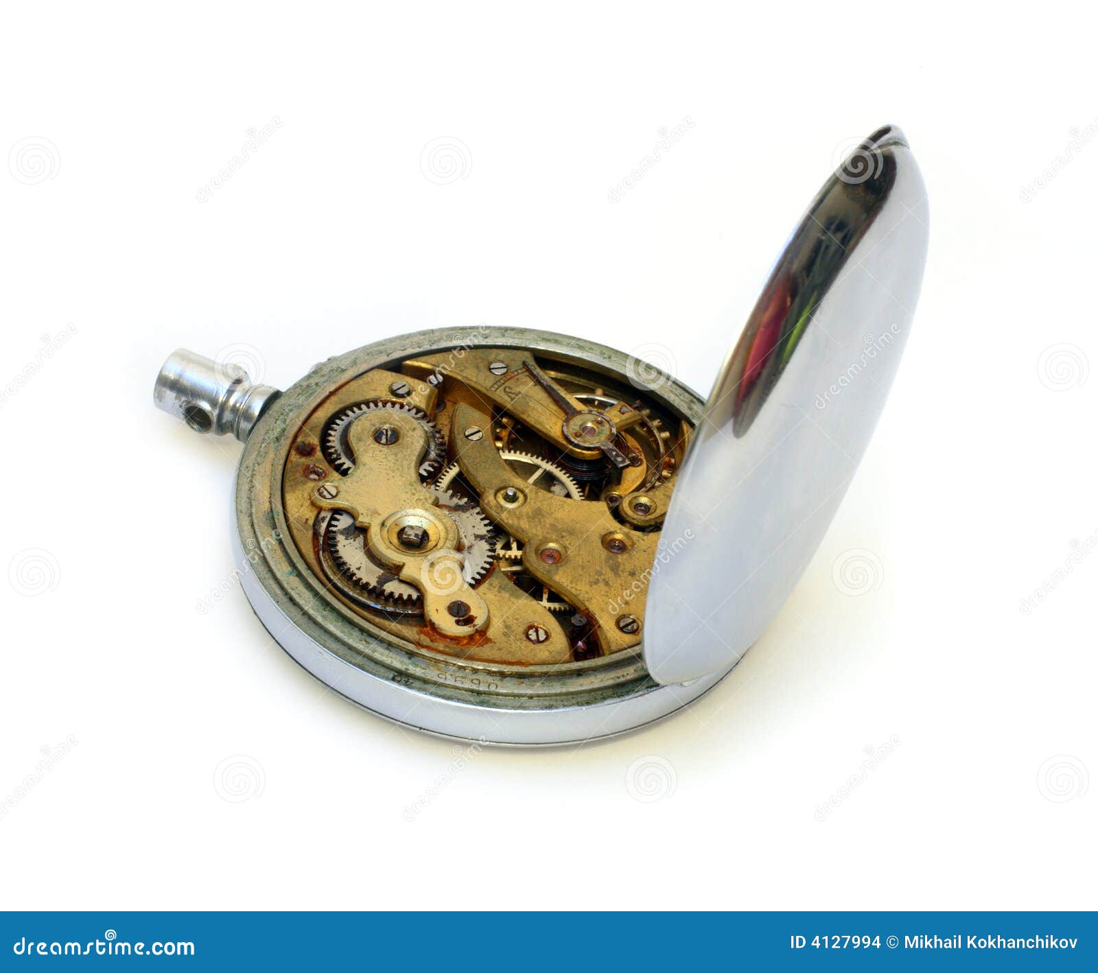 Old Pocket Watch with Open Cover of Gear Stock Photo - Image of micro ...