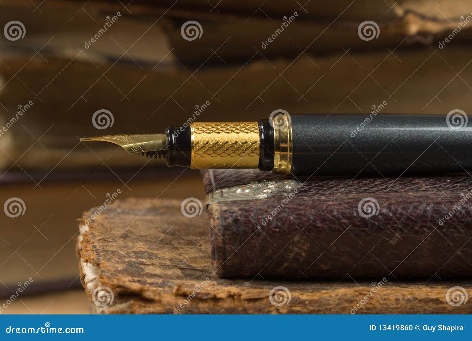 Old Poetry Book and a Fountain Pen Stock Photo - Image of leather, lock ...