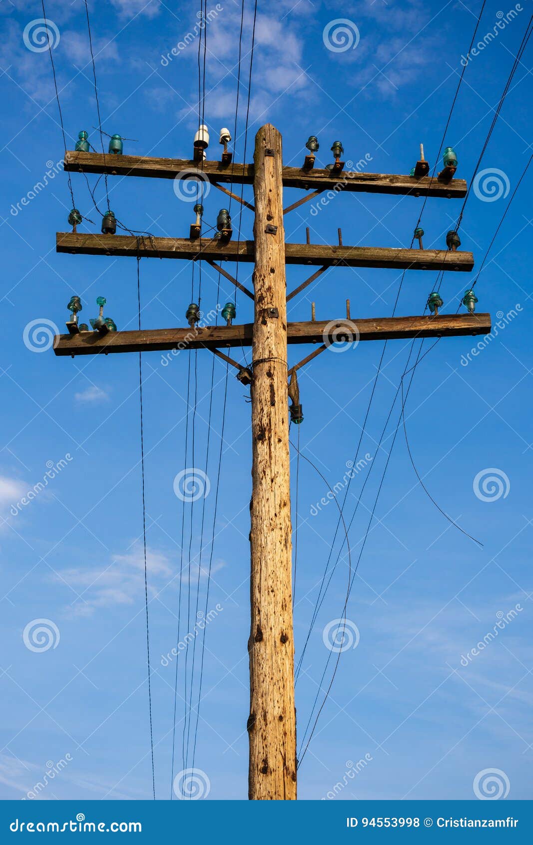 Old Pole for Telecommunication Stock Photo - Image of connection ...
