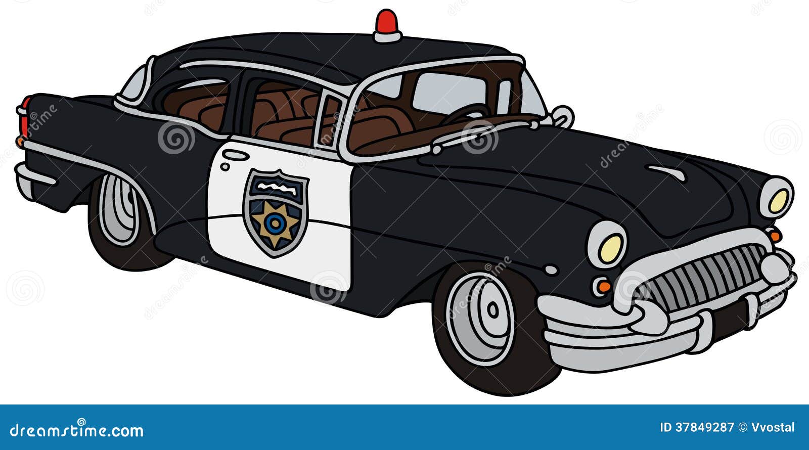 Old police car stock illustration. Illustration of road - 37849287