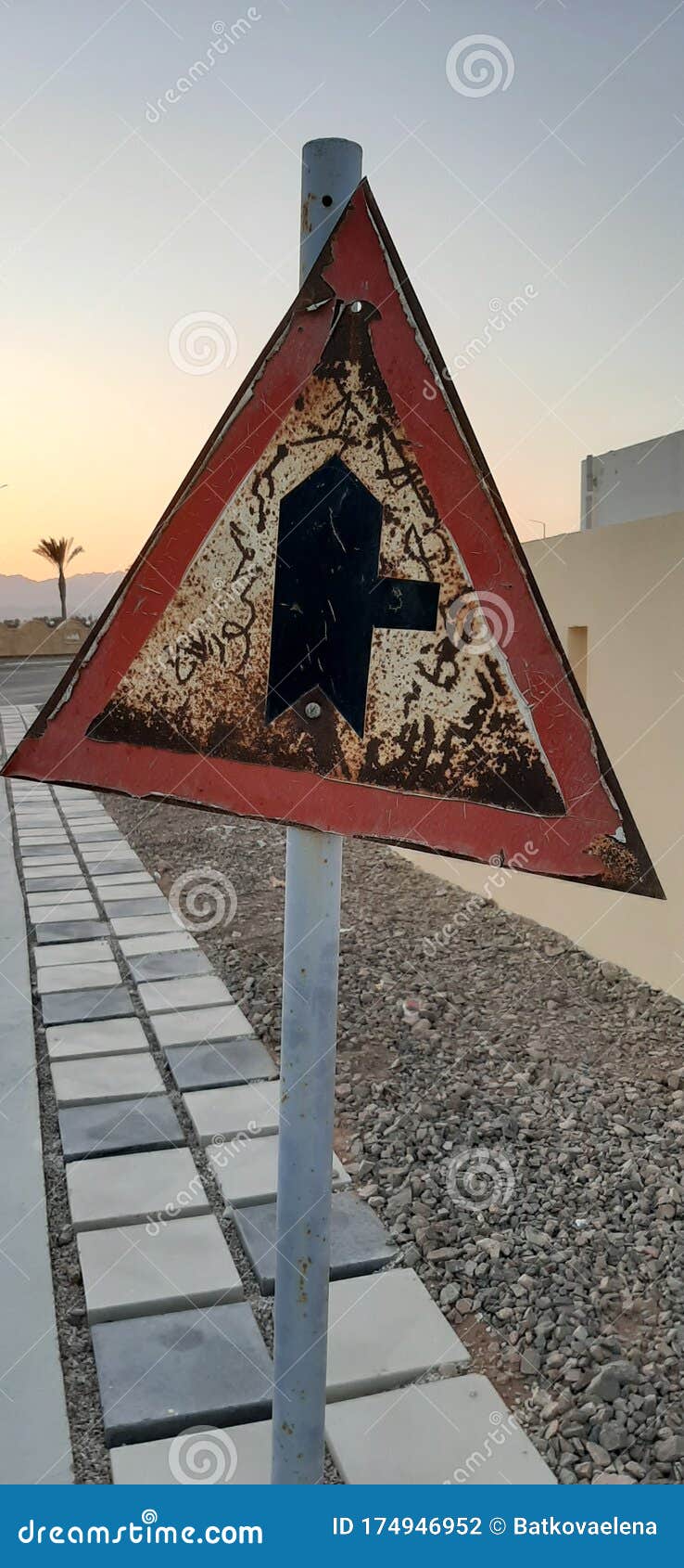 Old in Poor Condition Road Sign Made of Metal Stock Photo - Image of ...