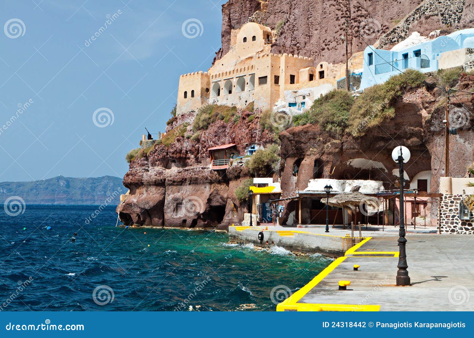 Old Port at Santorini Island in Greece Stock Photo - Image of ...