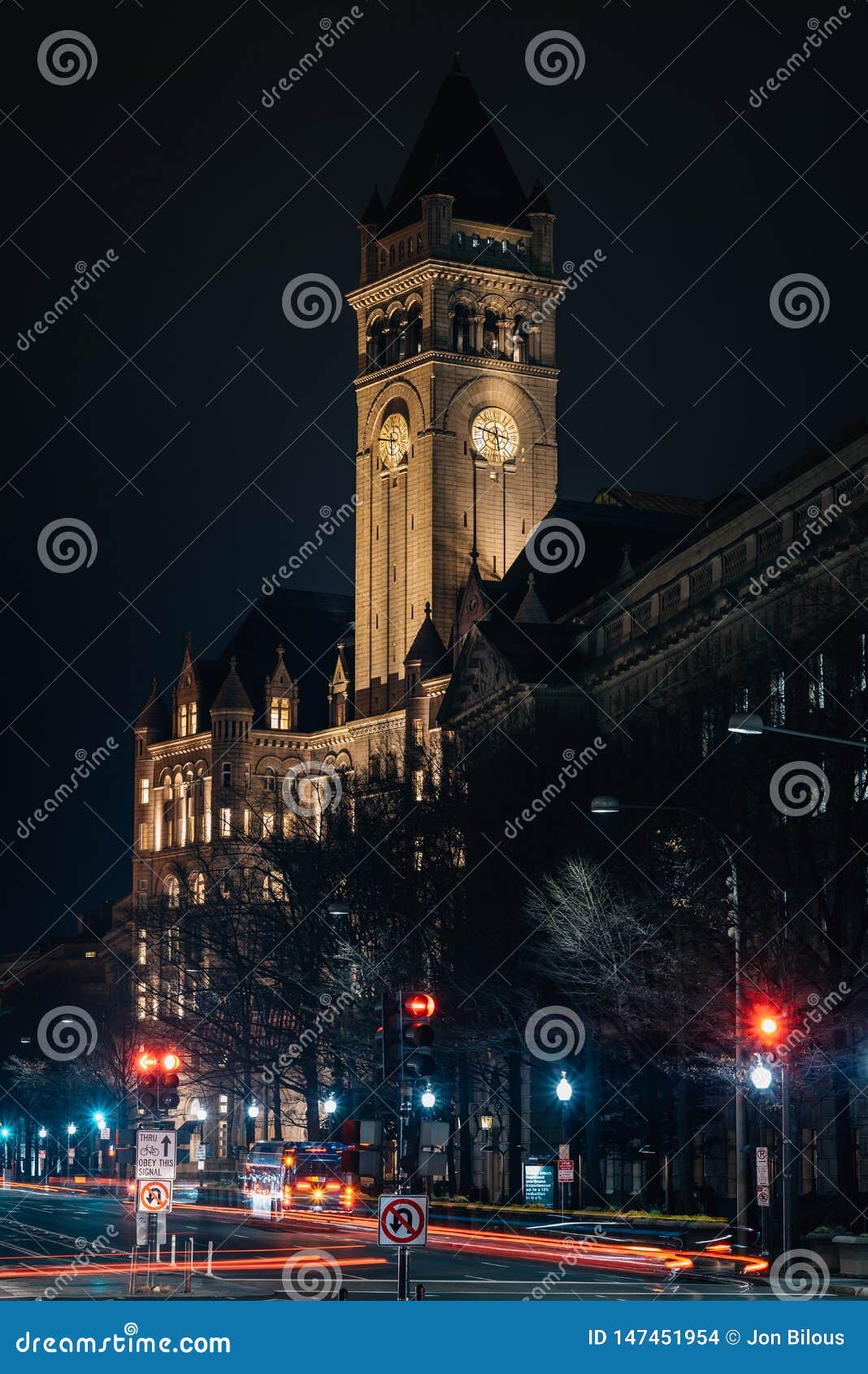 The Old Post Office at Night, in Downtown Washington, DC Editorial ...