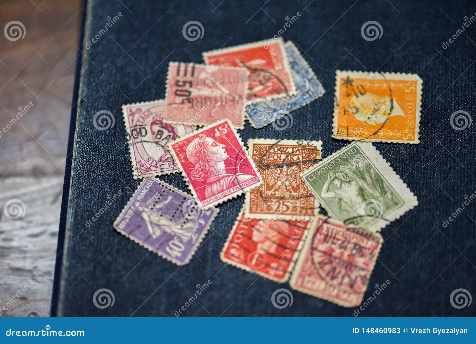 Old Postage Stamp on the Table Editorial Stock Photo - Image of pattern ...