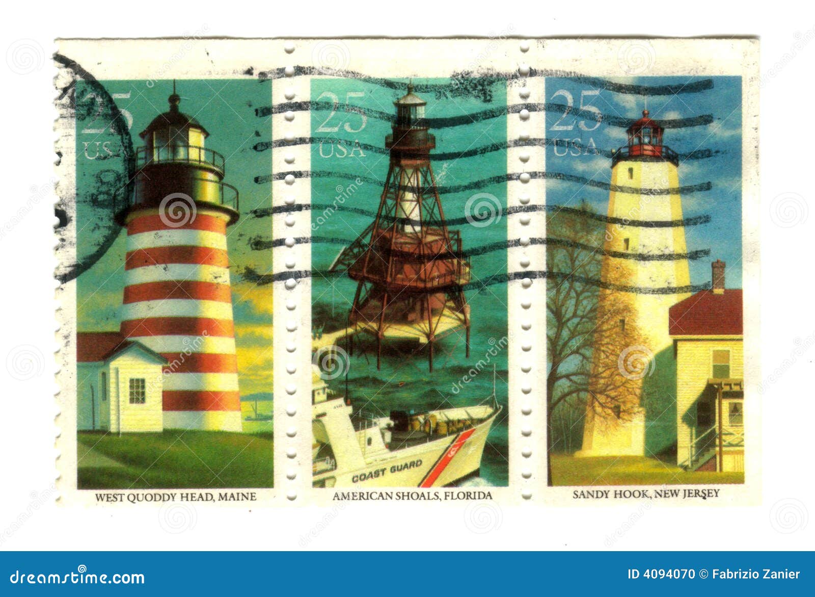 Old Postage Stamps from USA with Lighthouses Editorial Image - Image of ...