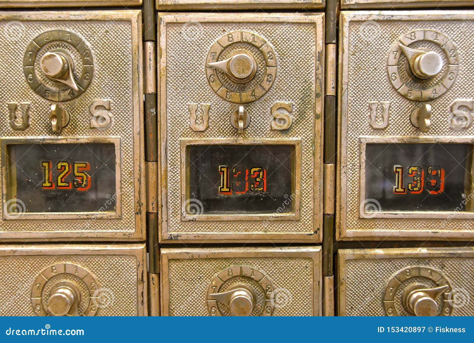 Old Postal Boxes Needing a Combo Stock Image - Image of storage, lock ...