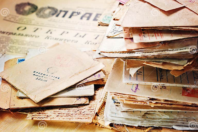 Old Postal Letters on the Old Newspaper Editorial Photo - Image of 20th ...
