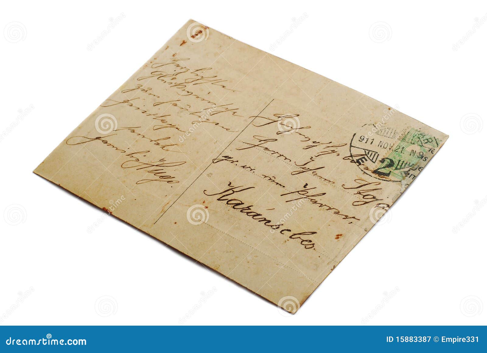 Old postcard stock image. Image of vintage, written, retro - 15883387