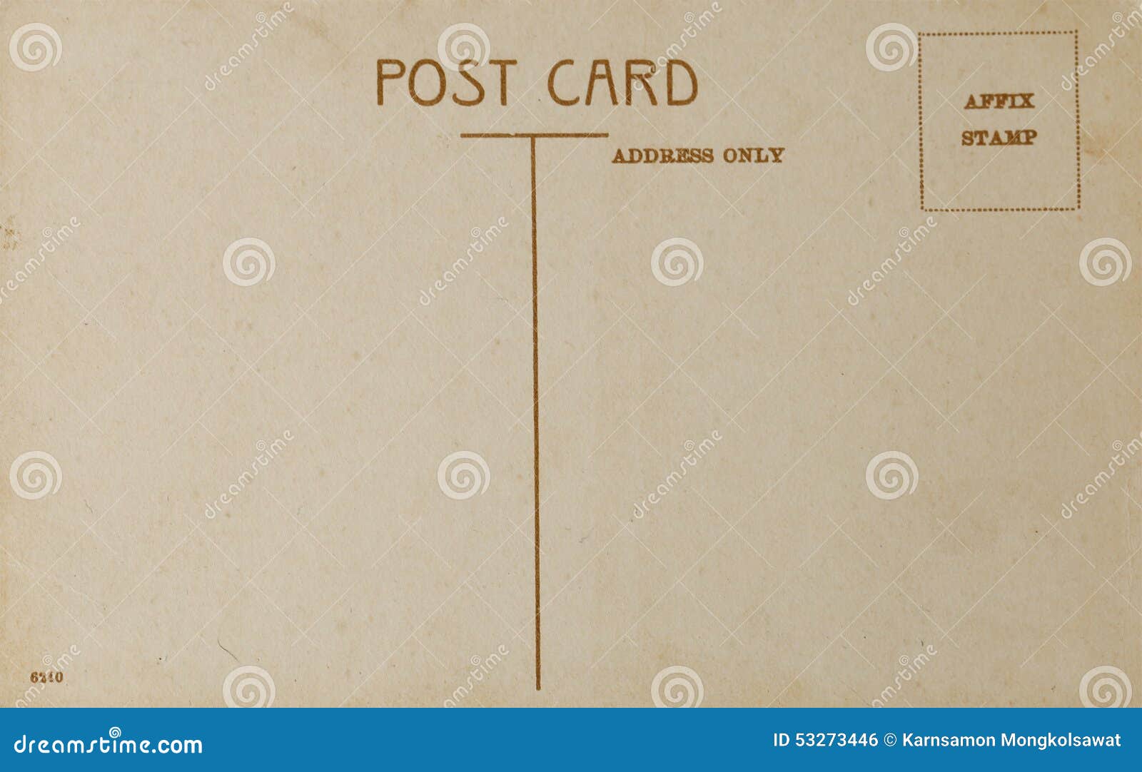 Old Postcard, Backside of Vintage Style Post Card Stock Photo - Image ...