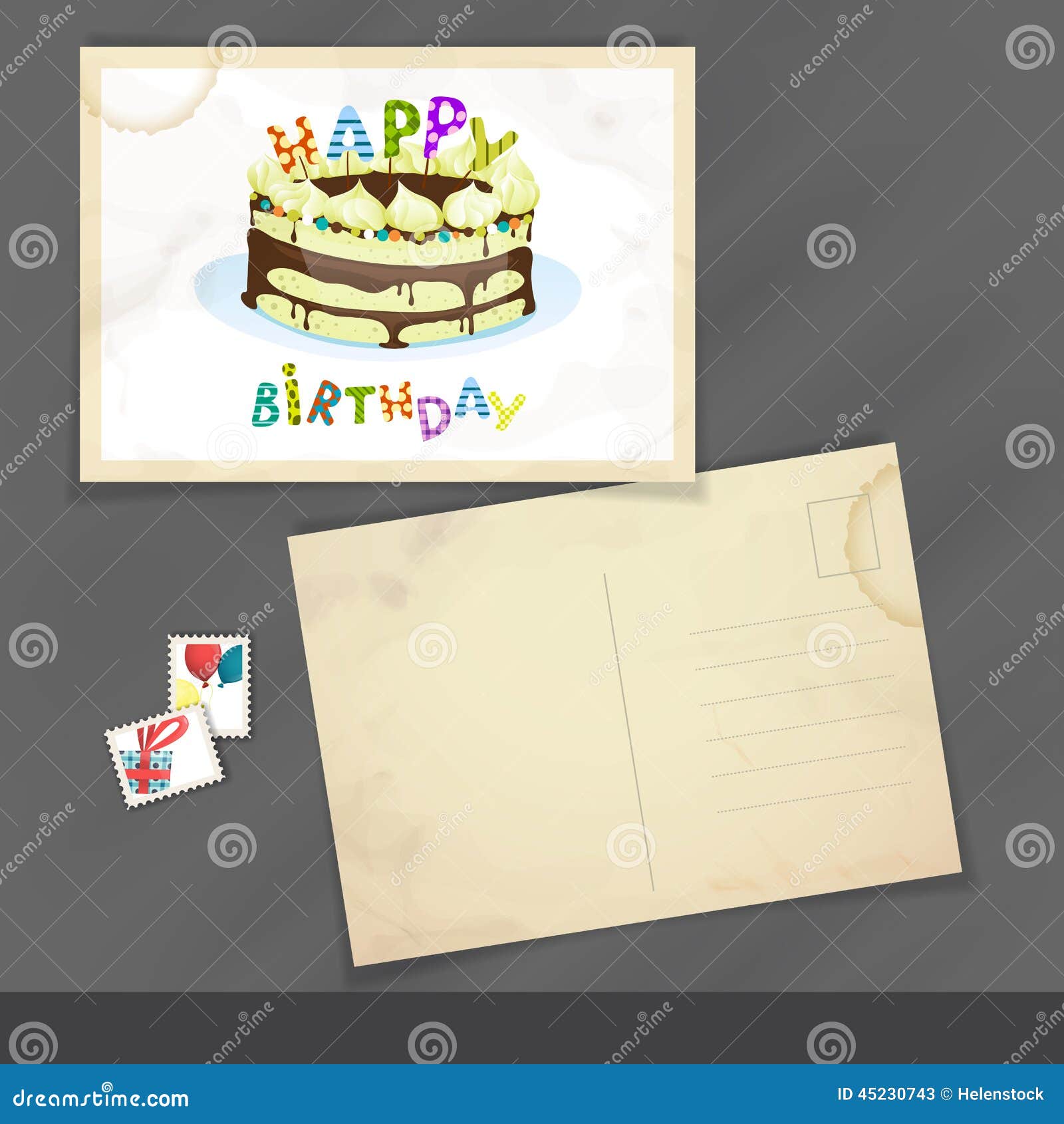 Old Postcard Design, Template Stock Vector - Illustration of card ...