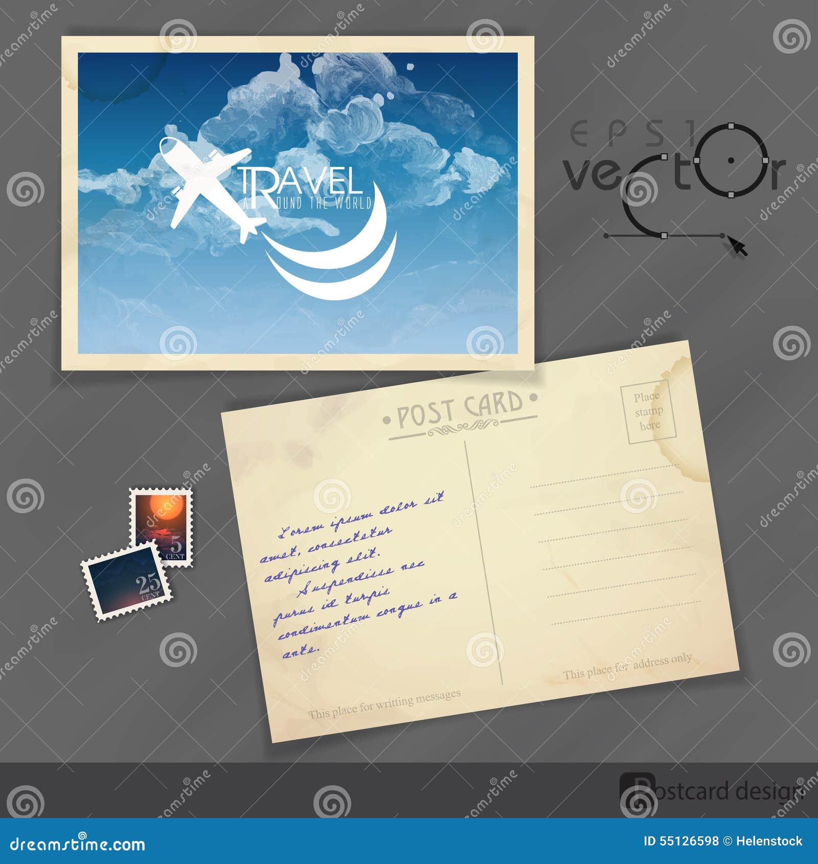 Old Postcard Design, Template Stock Vector - Illustration of mail ...